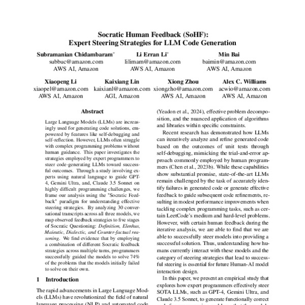 Socratic Human Feedback (SoHF): Expert Steering Strategies for LLM Code ...