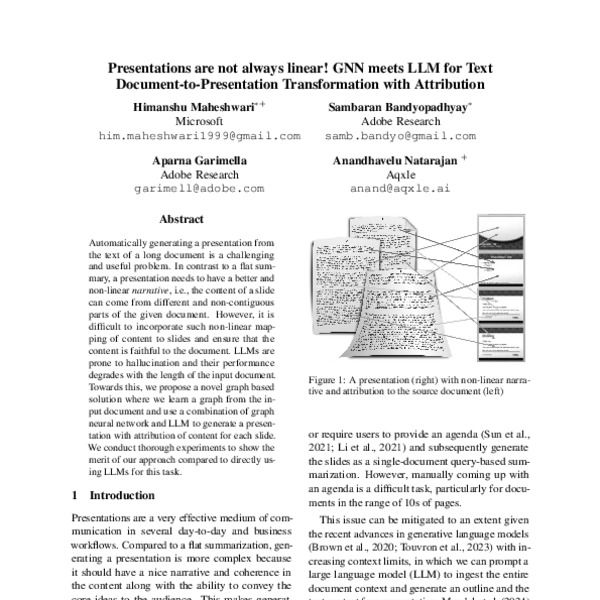 Presentations are not always linear! GNN meets LLM for Text Document-to ...