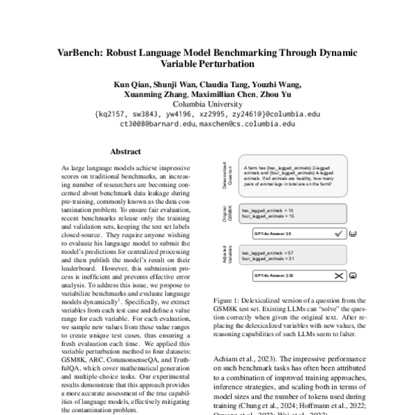 VarBench: Robust Language Model Benchmarking Through Dynamic Variable Perturbation - ACL Anthology