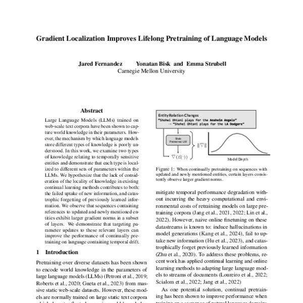 Gradient Localization Improves Lifelong Pretraining of Language Models - ACL Anthology