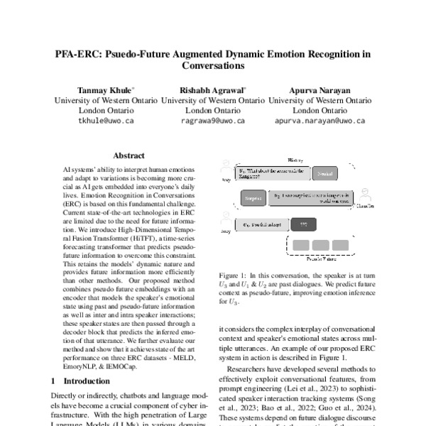 PFA-ERC: Psuedo-Future Augmented Dynamic Emotion Recognition in Conversations - ACL Anthology