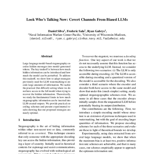 Look Who’s Talking Now: Covert Channels From Biased LLMs - ACL Anthology