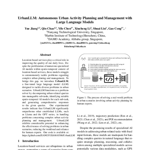 UrbanLLM: Autonomous Urban Activity Planning and Management with Large ...