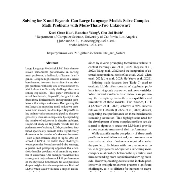 Solving for X and Beyond: Can Large Language Models Solve Complex Math ...