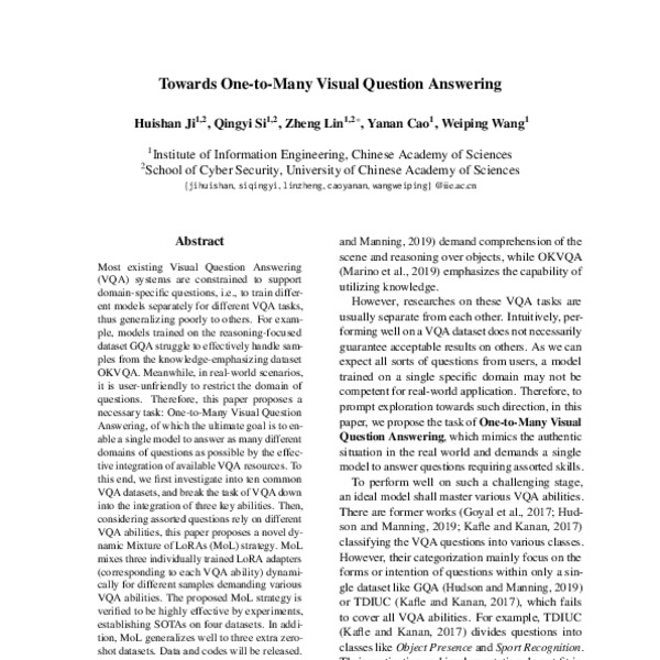 Towards One-to-Many Visual Question Answering - ACL Anthology