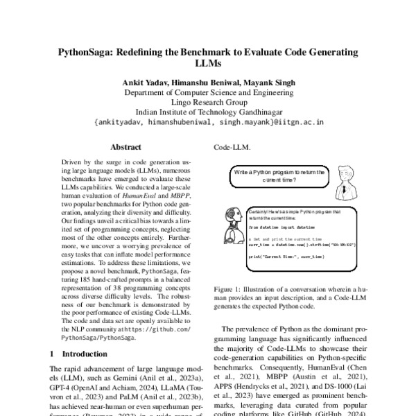 Pythonsaga Redefining The Benchmark To Evaluate Code Generating Llms Acl Anthology