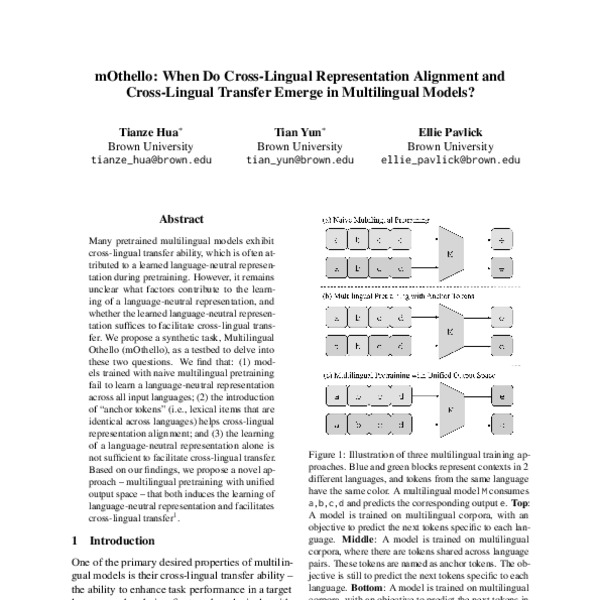 mOthello: When Do Cross-Lingual Representation Alignment and Cross-Lingual Transfer Emerge in ...