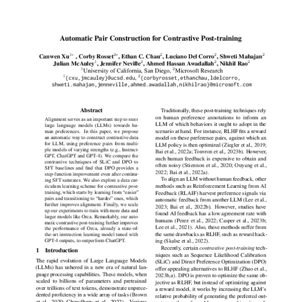 Automatic Pair Construction for Contrastive Post-training - ACL Anthology