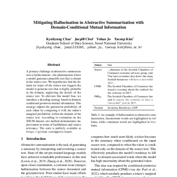 Mitigating Hallucination In Abstractive Summarization With Domain Conditional Mutual Information