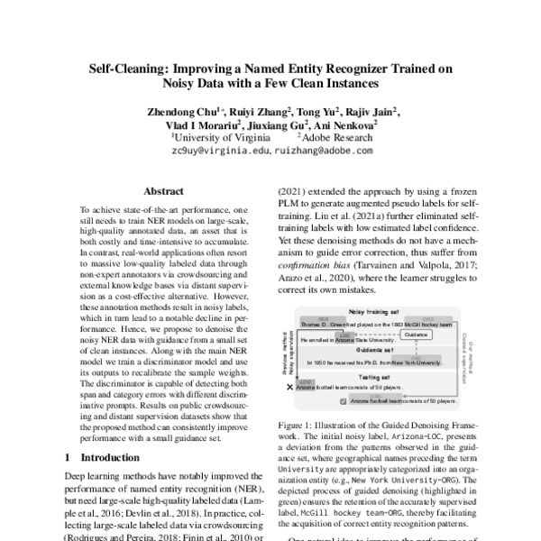 Self-Cleaning: Improving a Named Entity Recognizer Trained on Noisy Data with a Few Clean ...