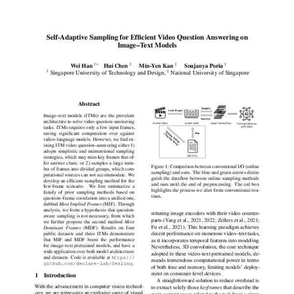 Self Adaptive Sampling For Accurate Video Question Answering On Image Text Models Acl Anthology