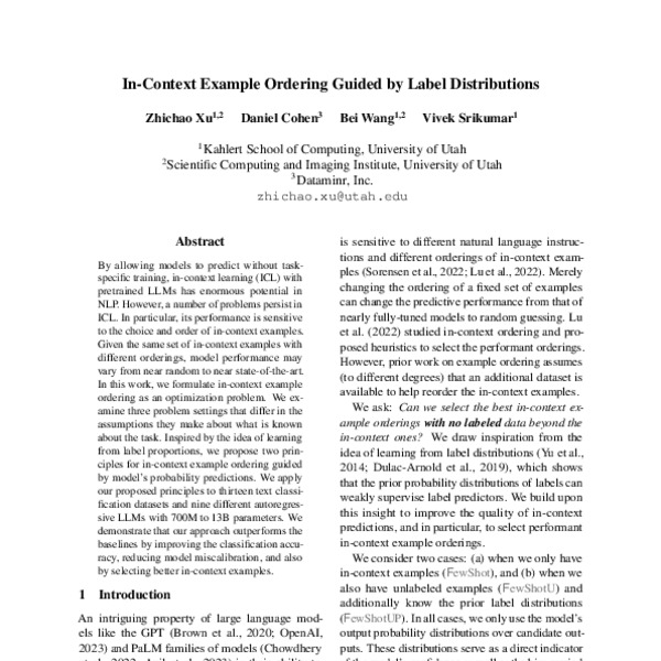 In-Context Example Ordering Guided by Label Distributions - ACL Anthology