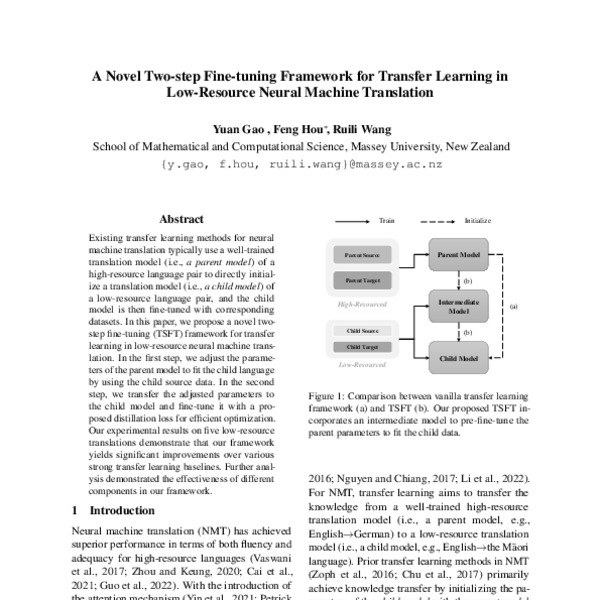 A Novel Two-step Fine-tuning Framework for Transfer Learning in Low-Resource Neural Machine ...