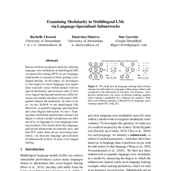 Examining Modularity in Multilingual LMs via Language-Specialized ...