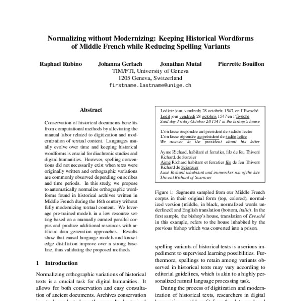 Normalizing without Modernizing: Keeping Historical Wordforms of Middle ...