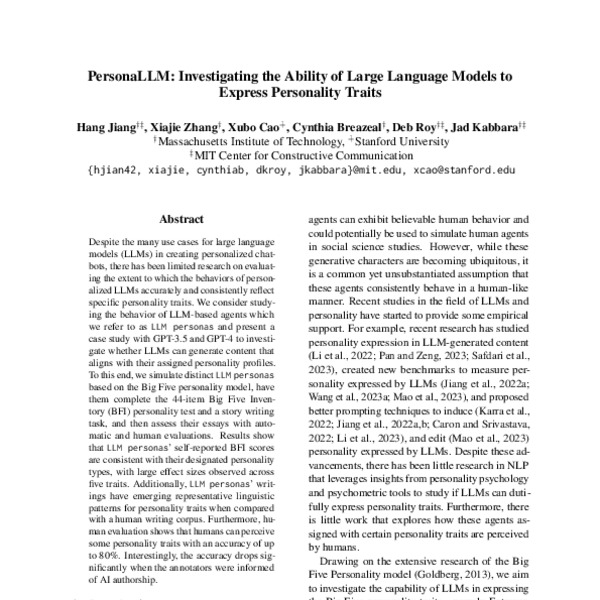 PersonaLLM: Investigating the Ability of Large Language Models to ...