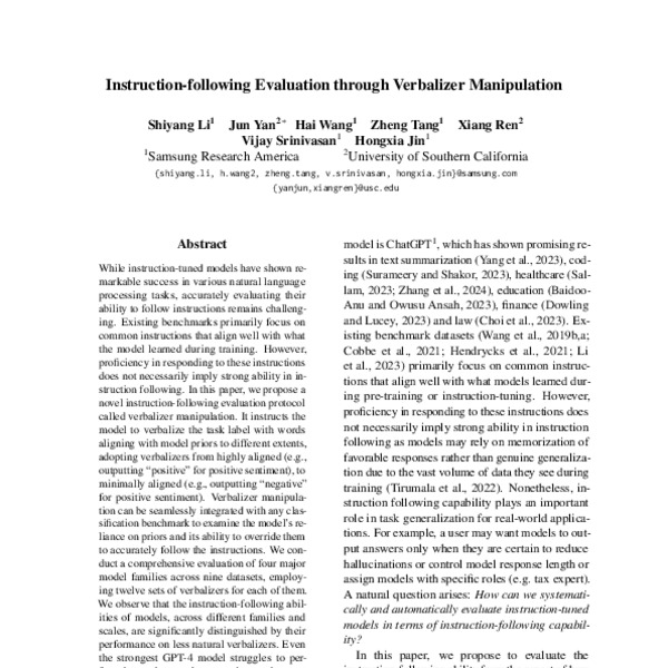 Instruction-following Evaluation through Verbalizer Manipulation - ACL ...