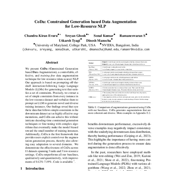 CoDa: Constrained Generation based Data Augmentation for Low-Resource NLP - ACL Anthology