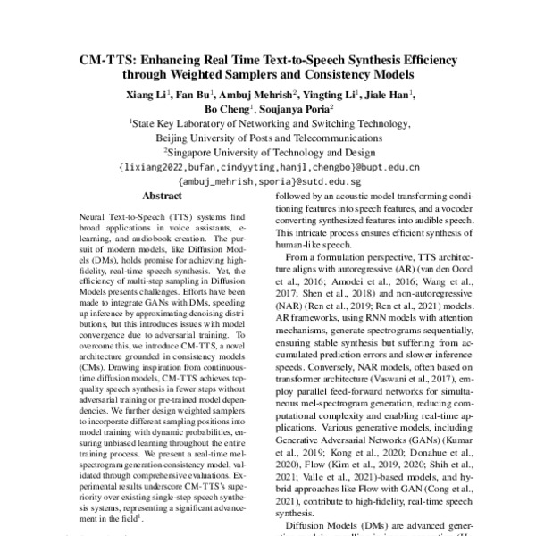 Cm Tts Enhancing Real Time Text To Speech Synthesis Efficiency Through Weighted Samplers And