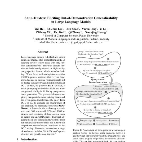 Self Demos Eliciting Out Of Demonstration Generalizability In Large Language Models Acl Anthology