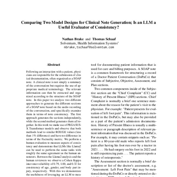 Comparing Two Model Designs for Clinical Note Generation; Is an LLM a ...