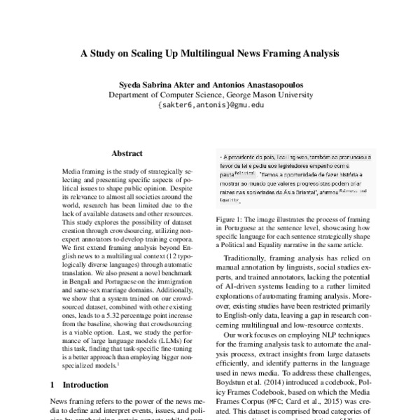 A Study on Scaling Up Multilingual News Framing Analysis - ACL Anthology