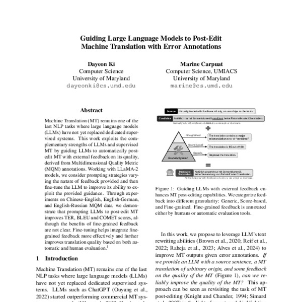 Guiding Large Language Models to Post-Edit Machine Translation with Error Annotations - ACL ...