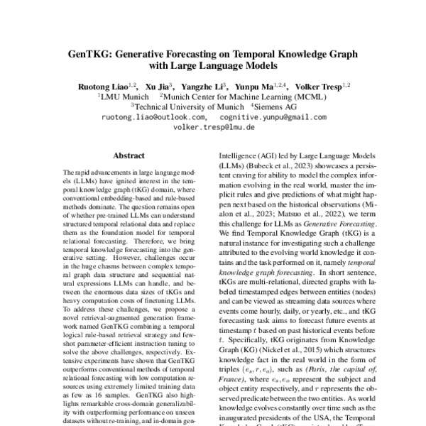 Gentkg Generative Forecasting On Temporal Knowledge Graph With Large