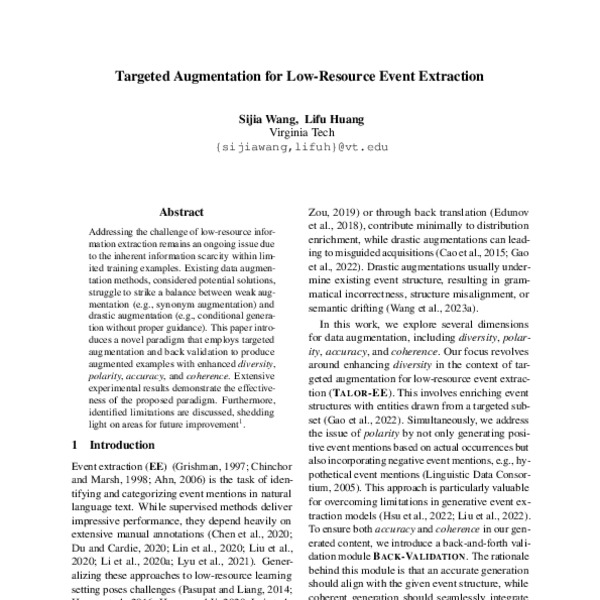Targeted Augmentation For Low Resource Event Extraction Acl Anthology