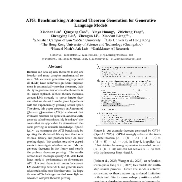 Atg Benchmarking Automated Theorem Generation For Generative Language Models Acl Anthology