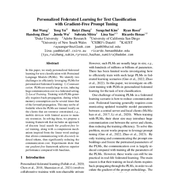 Personalized Federated Learning For Text Classification With Gradient Free Prompt Tuning Acl