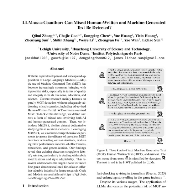 LLM-as-a-Coauthor: Can Mixed Human-Written and Machine-Generated Text Be Detected? - ACL Anthology