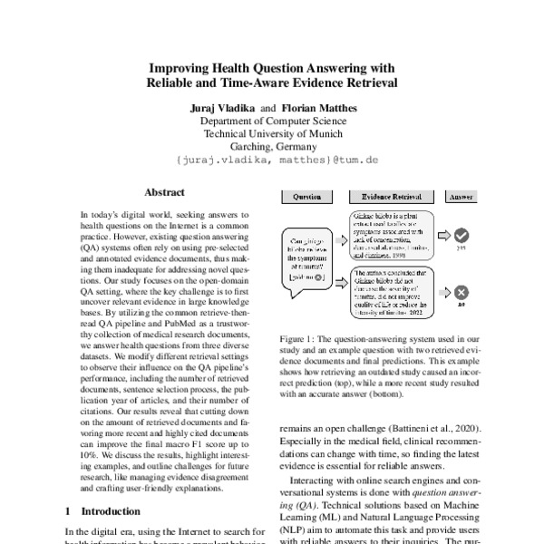 Improving Health Question Answering with Reliable and Time-Aware Evidence Retrieval - ACL Anthology