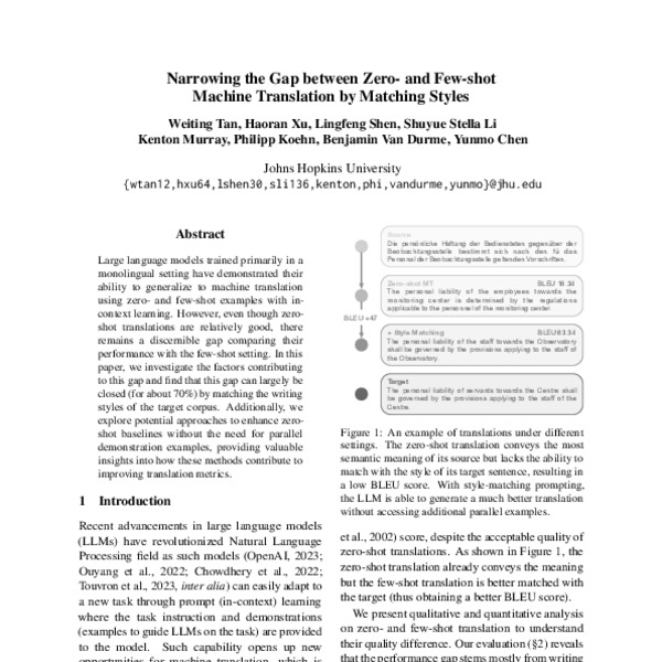 Narrowing the Gap between Zero- and Few-shot Machine Translation by Matching Styles - ACL Anthology