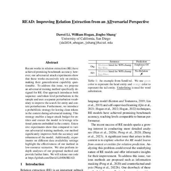 Read Improving Relation Extraction From An Adversarial Perspective