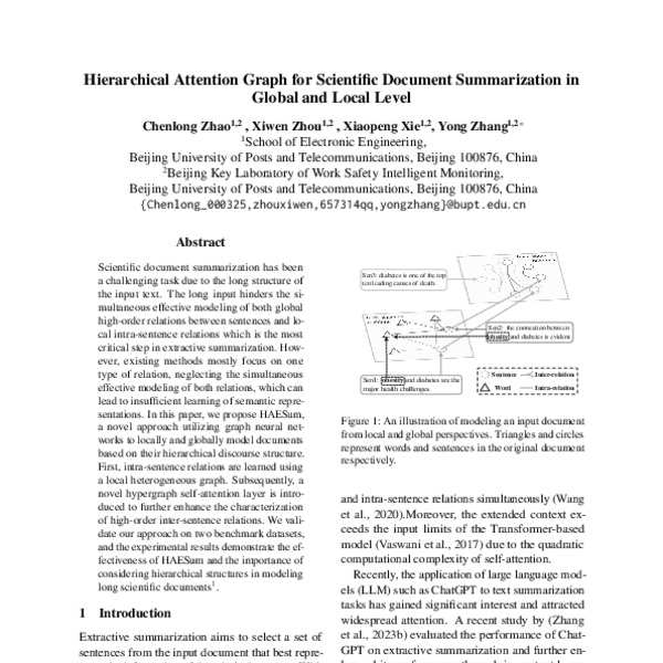Hierarchical Attention Graph For Scientific Document Summarization In