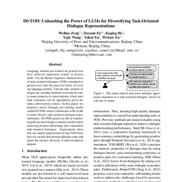 DivTOD: Unleashing the Power of LLMs for Diversifying Task-Oriented Dialogue Representations ...