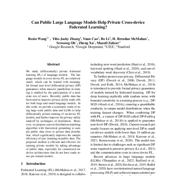 Can Public Large Language Models Help Private Cross Device Federated Learning Acl Anthology
