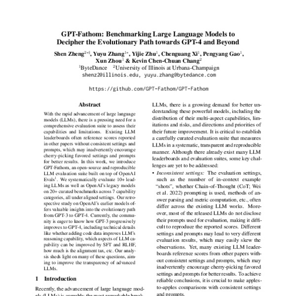 GPT-Fathom: Benchmarking Large Language Models to Decipher the Evolutionary Path towards GPT-4 ...