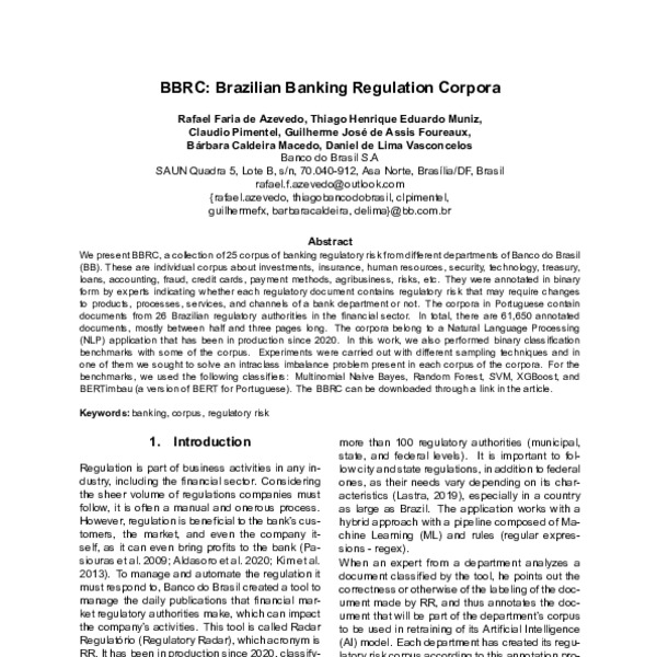 BBRC: Brazilian Banking Regulation Corpora - ACL Anthology