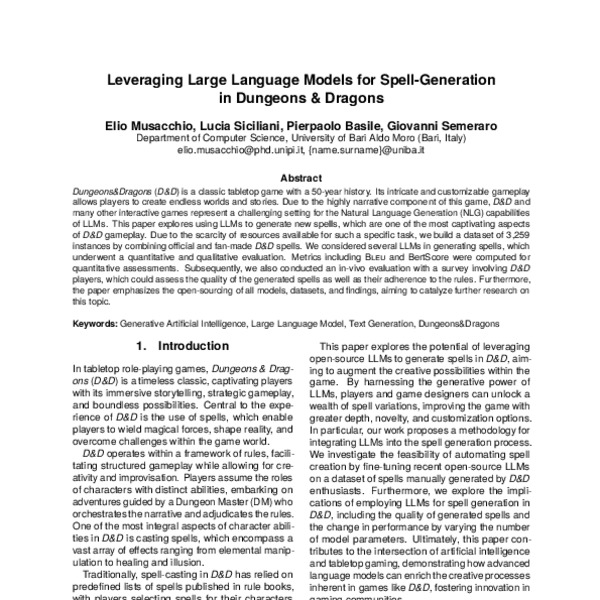 Leveraging Large Language Models for Spell-Generation in Dungeons ...