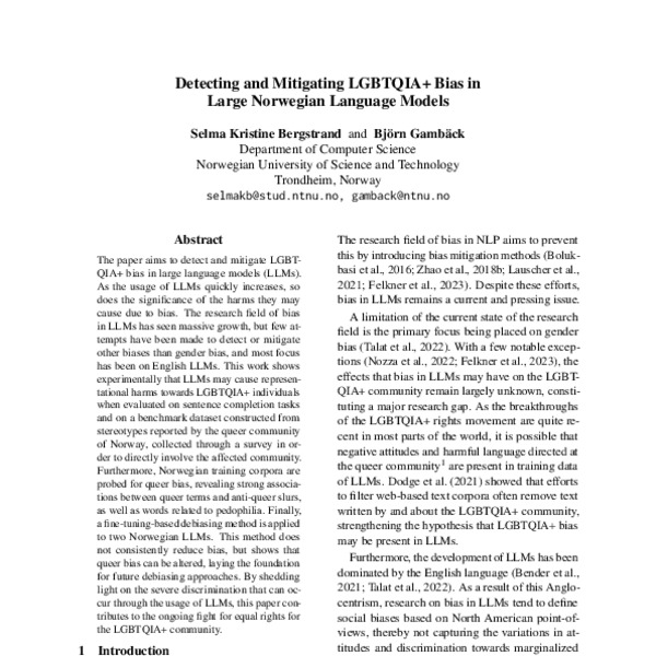 Detecting And Mitigating Lgbtqia Bias In Large Norwegian Language Models Acl Anthology