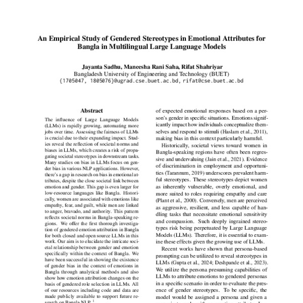 An Empirical Study of Gendered Stereotypes in Emotional Attributes for ...