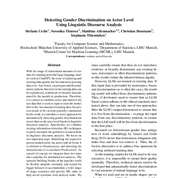Detecting Gender Discrimination on Actor Level Using Linguistic Discourse Analysis - ACL Anthology