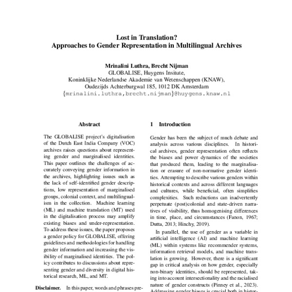 Lost in Translation? Approaches to Gender Representation in ...