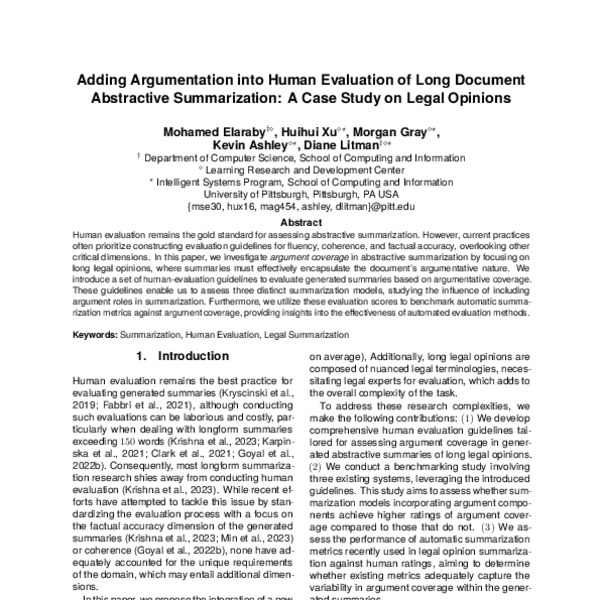 Adding Argumentation into Human Evaluation of Long Document Abstractive ...