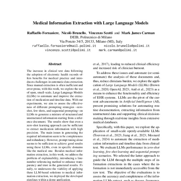 Medical Information Extraction with Large Language Models - ACL Anthology