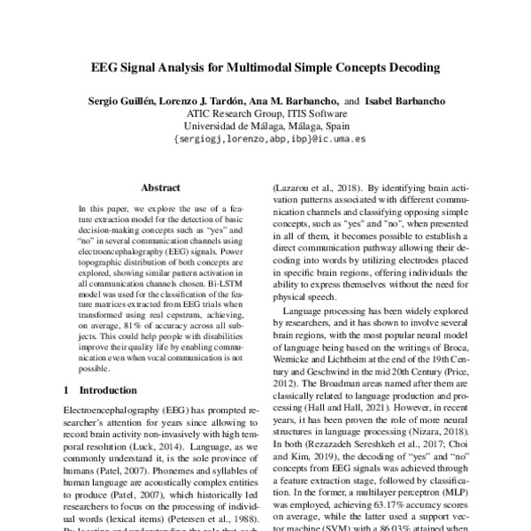 EEG Signal Analysis for Multimodal Simple Concepts Decoding - ACL Anthology