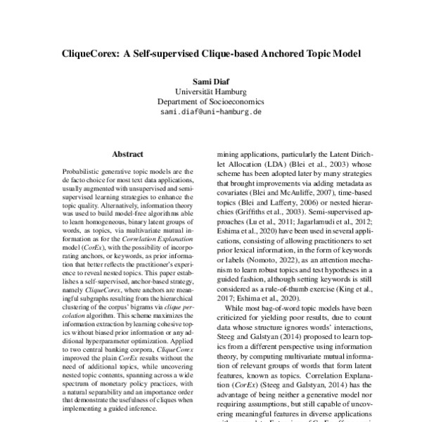 CliqueCorex: A Self-supervised Clique-based Anchored Topic Model - ACL Anthology