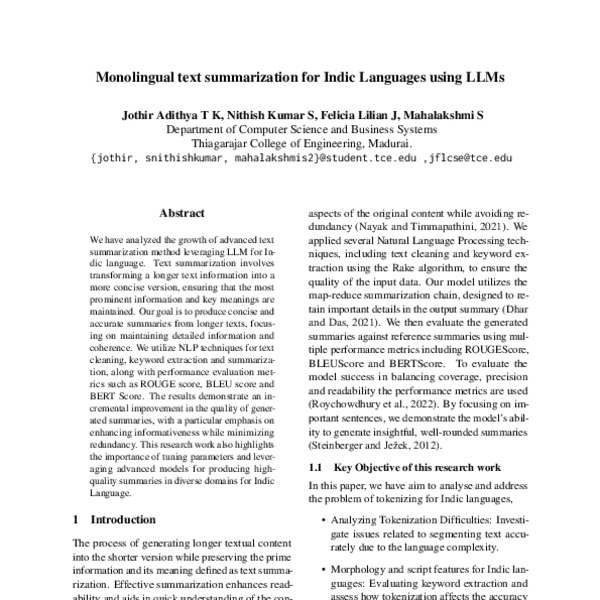 Monolingual text summarization for Indic Languages using LLMs - ACL ...